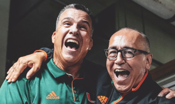 WATCH: Mario Cristobal give the game ball to new Miami president Joe ...